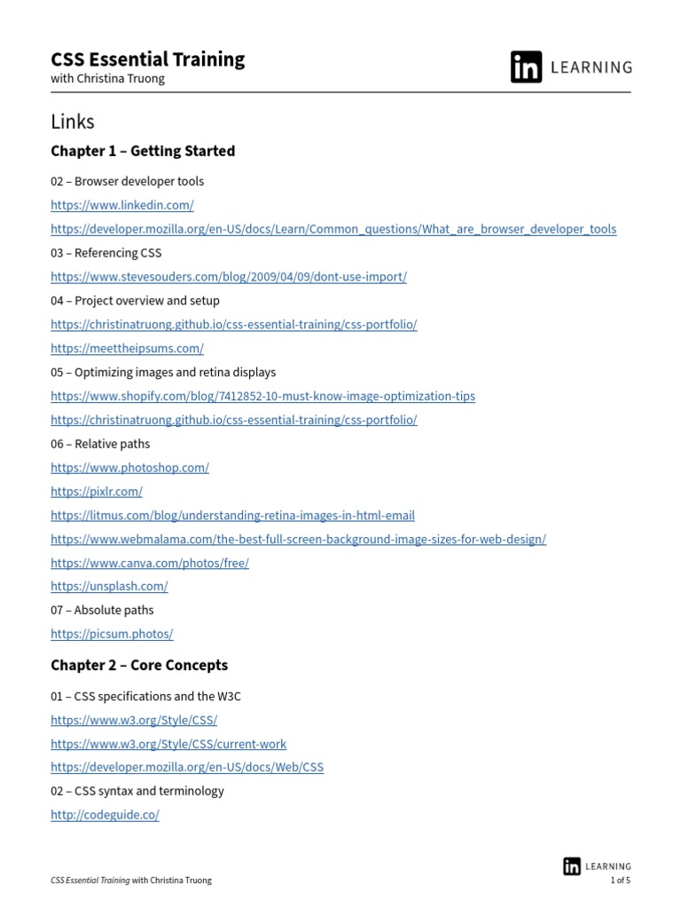 Links: CSS Essential Training | PDF | Text | Web Development