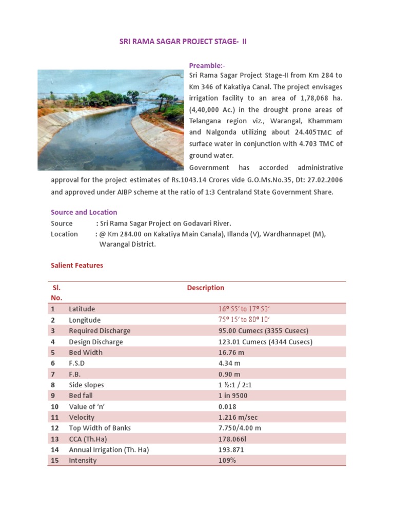 Sri Ram Sagar Project | PDF | Hydrology | Water And Politics