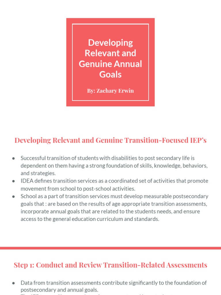 IEP Transition Goals Development Guide | PDF | Individualized Education ...