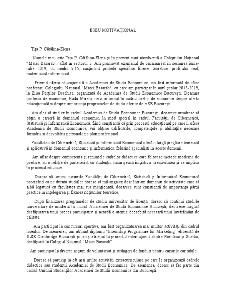 Eseu Motivational ASE | PDF