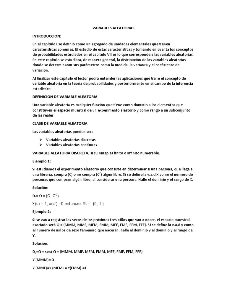 Introducción a Variables Aleatorias | PDF | Variable aleatoria | Diferencia