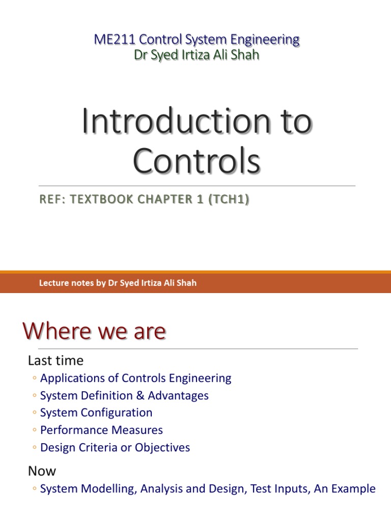 Introduction To Controls: ME211 Control System Engineering | PDF ...
