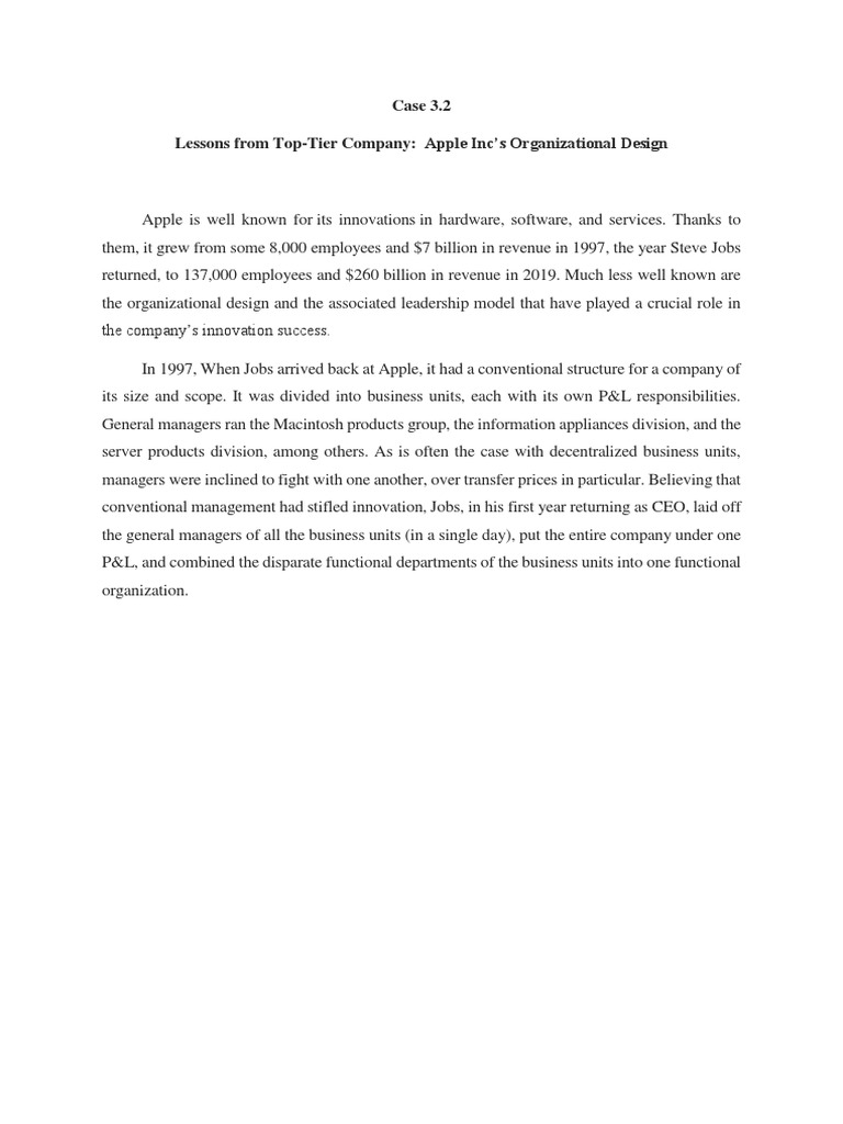 Apple's Unique Functional Structure | PDF | Apple Inc. | Business