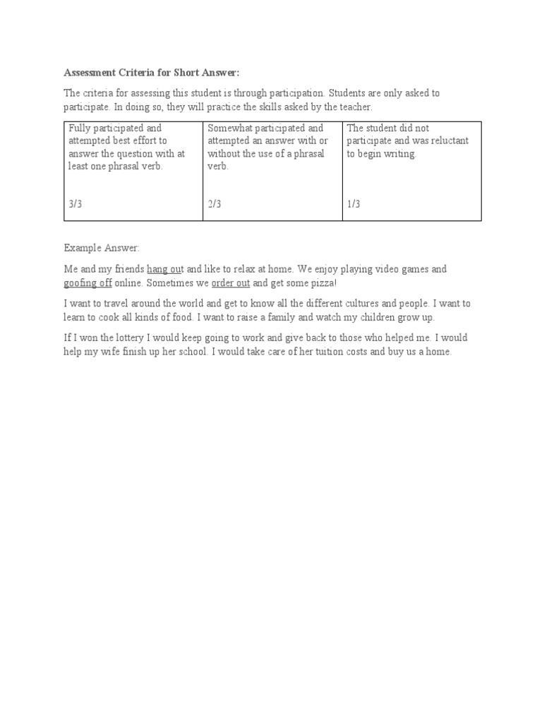 Example Prompt Formative Assessment Examples 2 Answer Key | PDF | Languages