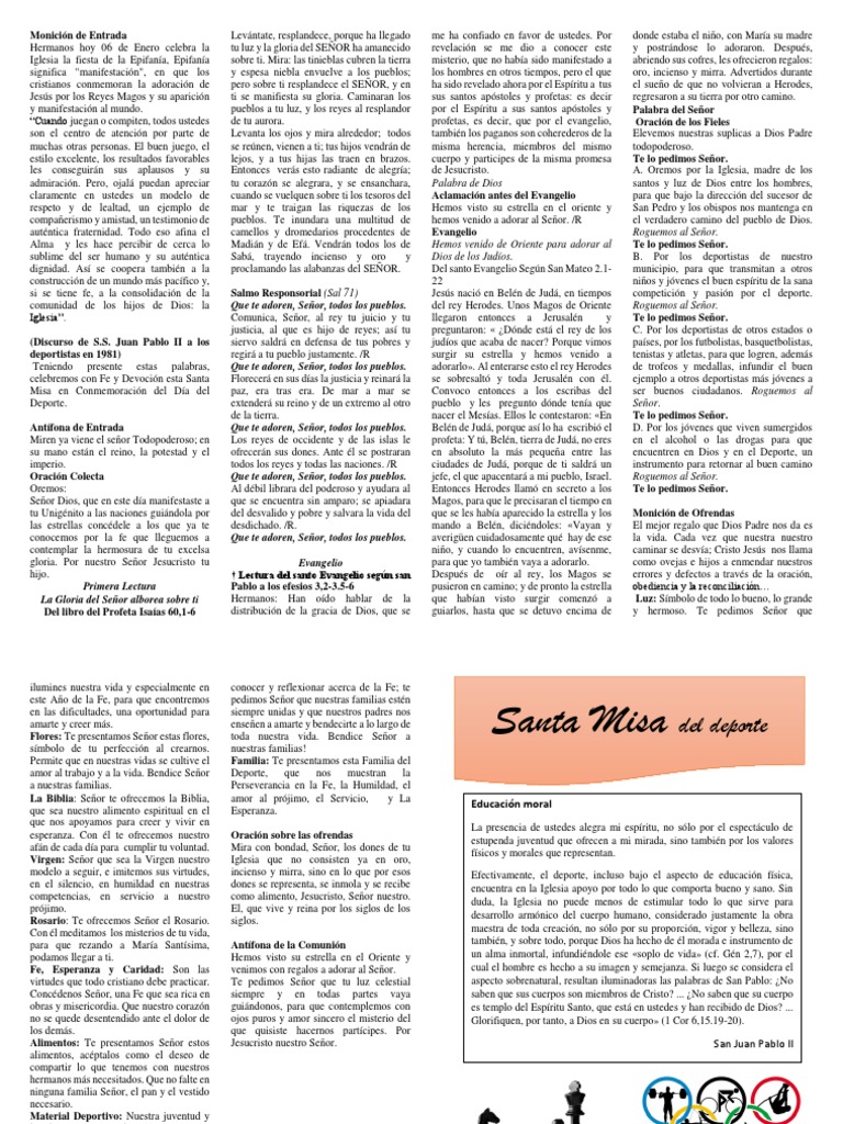 Misal Misa Del Deporte | Descargar gratis PDF | María, madre de Jesús | Misa (liturgia)