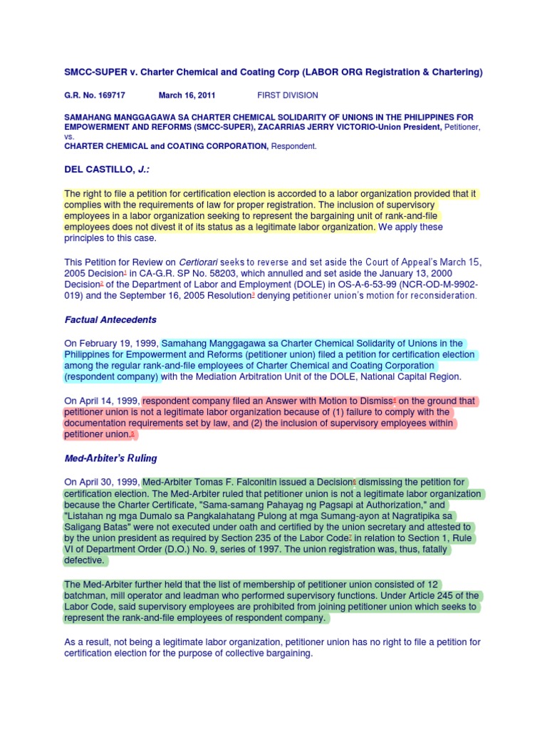 I. SMCC-SUPER v. Charter Chemical and Coating Corp (LABOR ORG ...