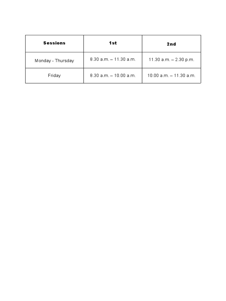 Weekly Session Schedule | PDF | Art