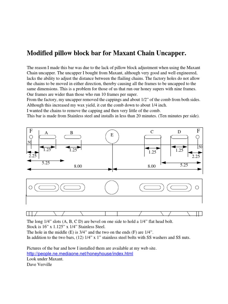 Custom Bar for Beekeepers' Uncapper | PDF