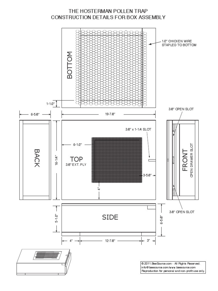 The Hosterman Pollen Trap Construction Details For Box Assembly | PDF ...