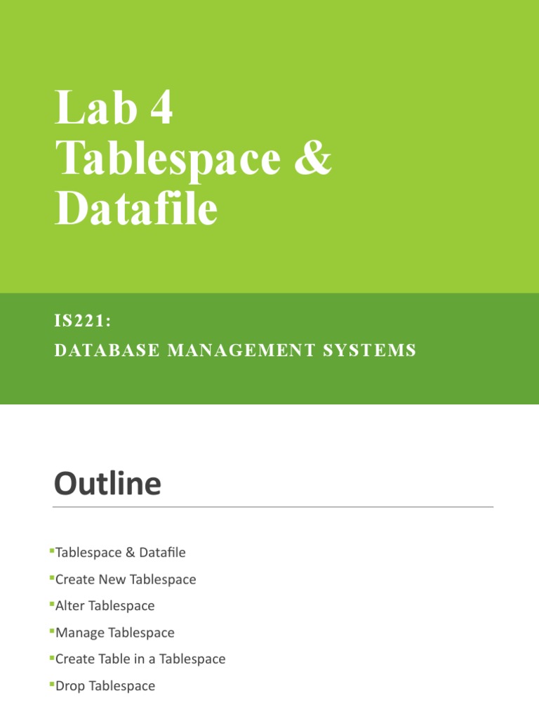Lab 4 - Tablespace & Datafile | PDF | Databases | Computer File