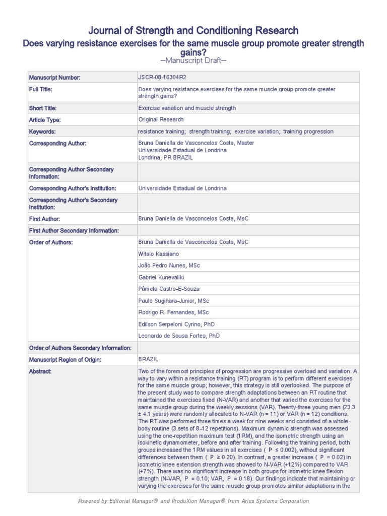 Journal of Strength and Conditioning Research | PDF