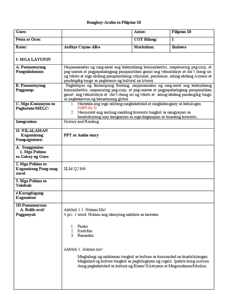 GUESE-COT Lesson Plan2 | PDF
