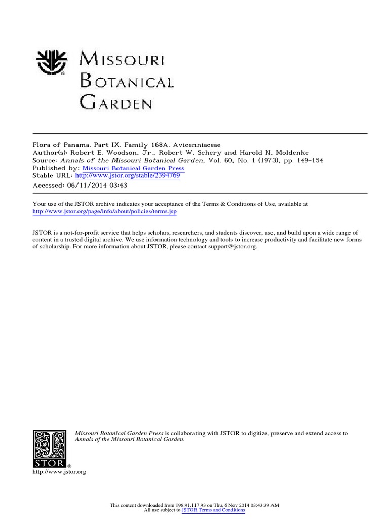 Woodson1973 Flora of Panama. Part IX. Family 168A. Avicenniaceae | PDF ...