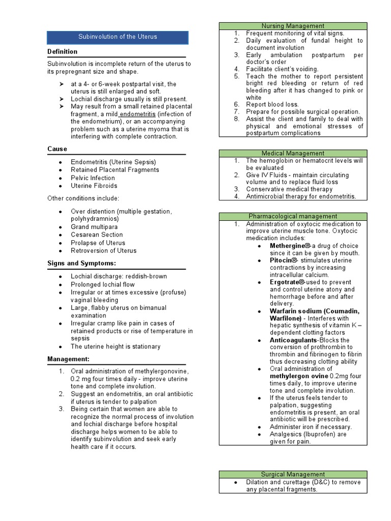 Subinvolution of The Uterus | PDF | Uterus | Childbirth