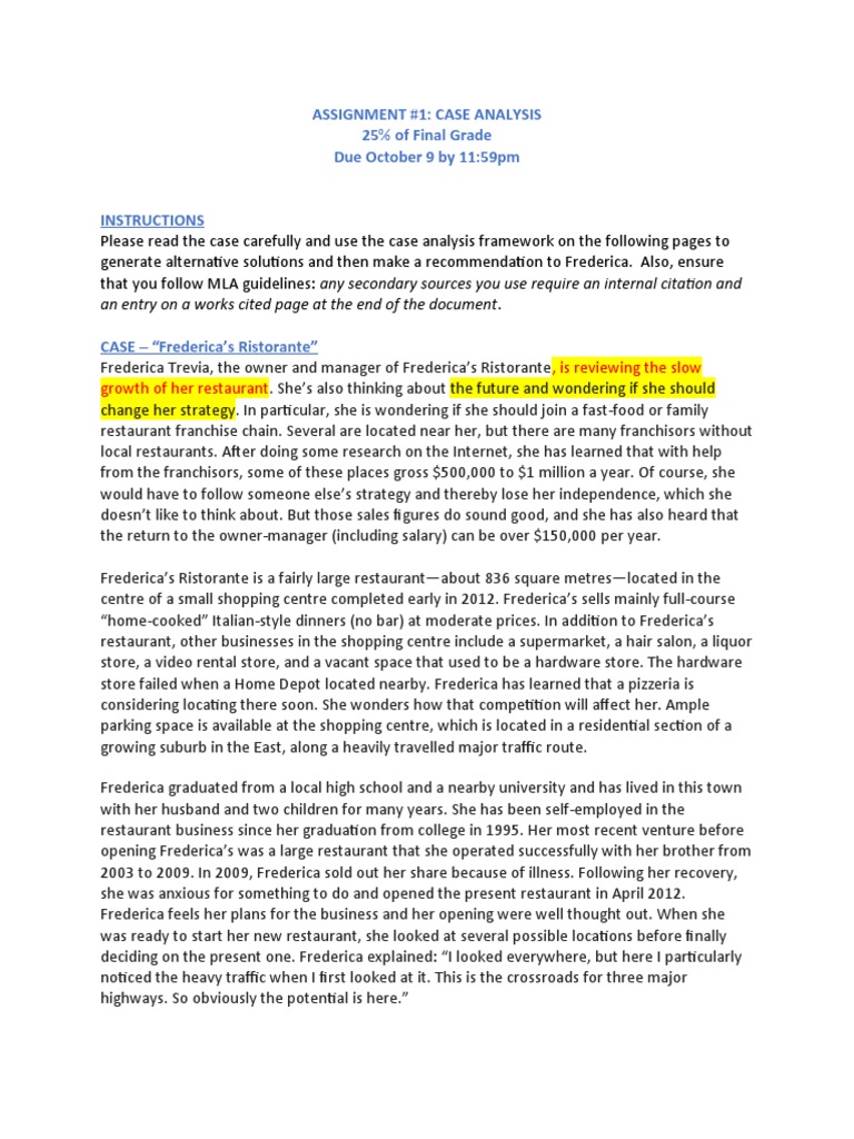 Assignment #1 - Case Analysis | PDF | Franchising | Restaurant And Catering
