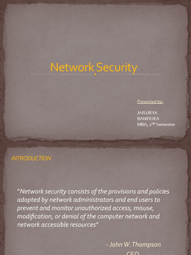 Network Security Presentation Pdf Information Security Computer