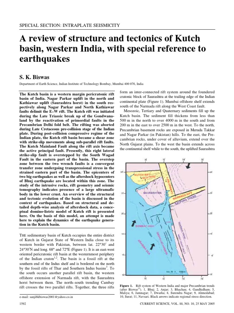 Tectonics of Kutch Basin | PDF | Fault (Geology) | Sedimentary Basin