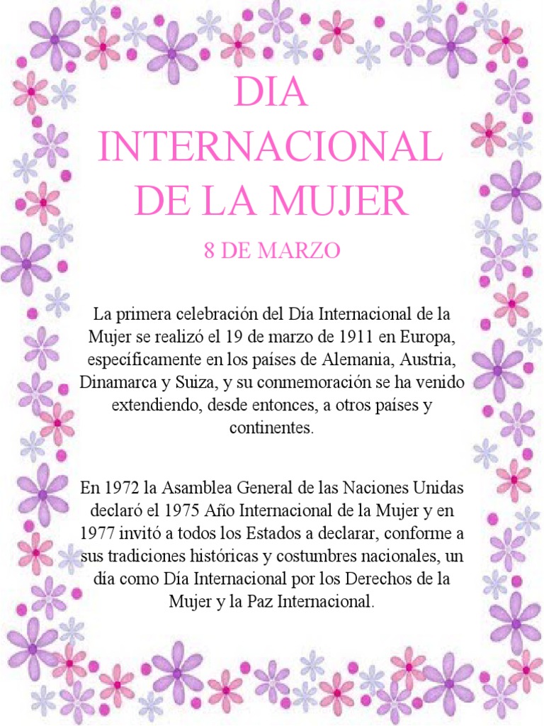 Dia Internacional de La Mujer Completo | PDF | Estilo de vida