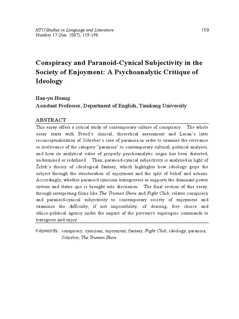 Conspiracy and Paranoid-Cynical Subjectivity in The Society of ...