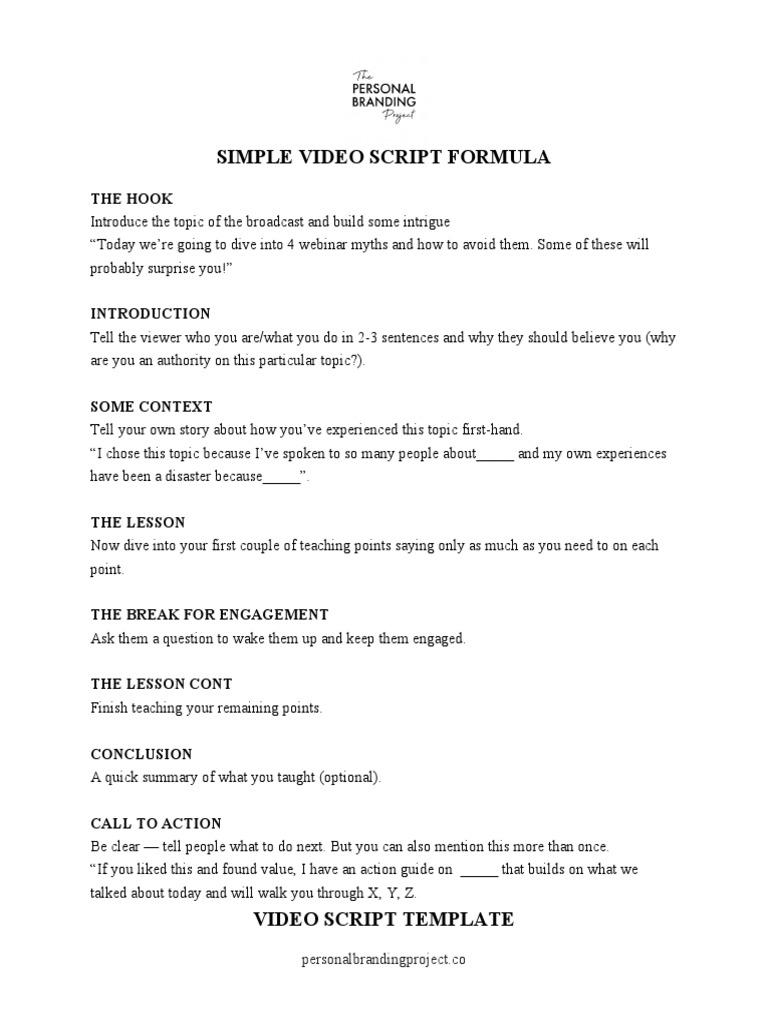Simple Video Script Formula: The Hook | PDF | Career & Growth