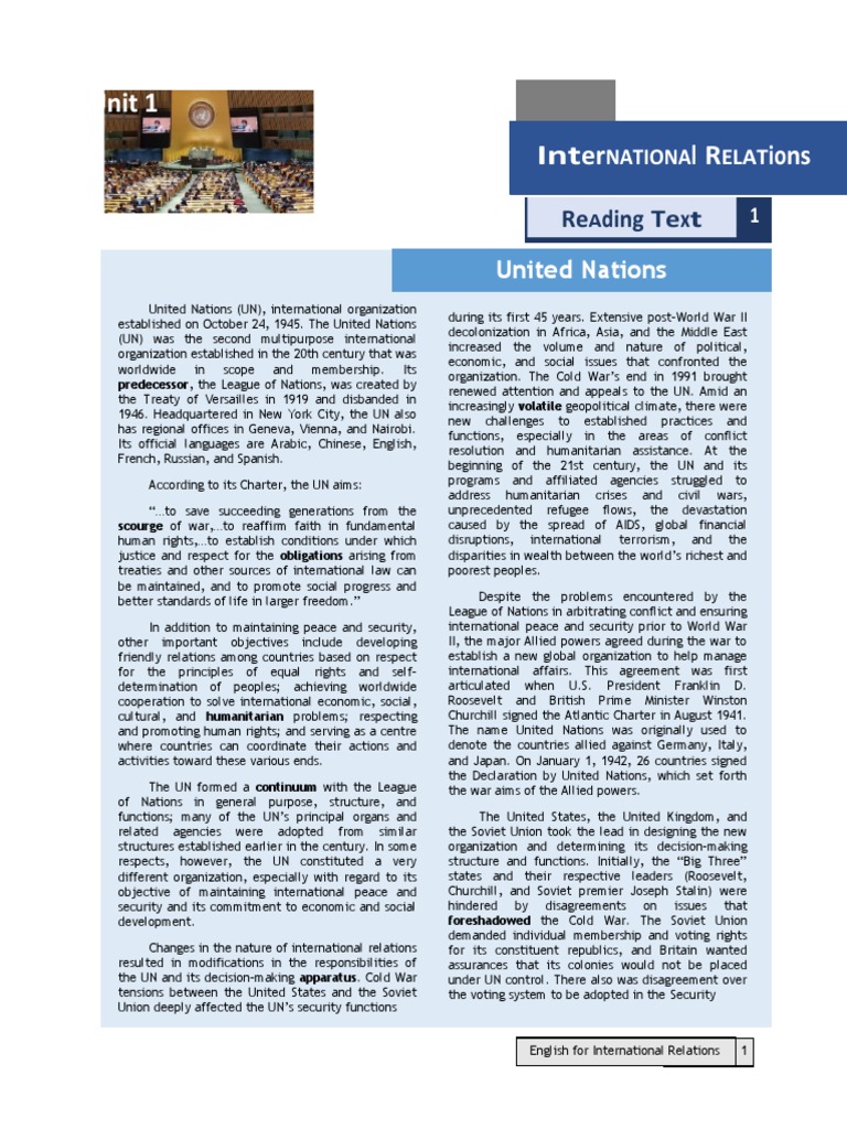 United Nations History and Objectives | PDF | Allies Of World War II ...