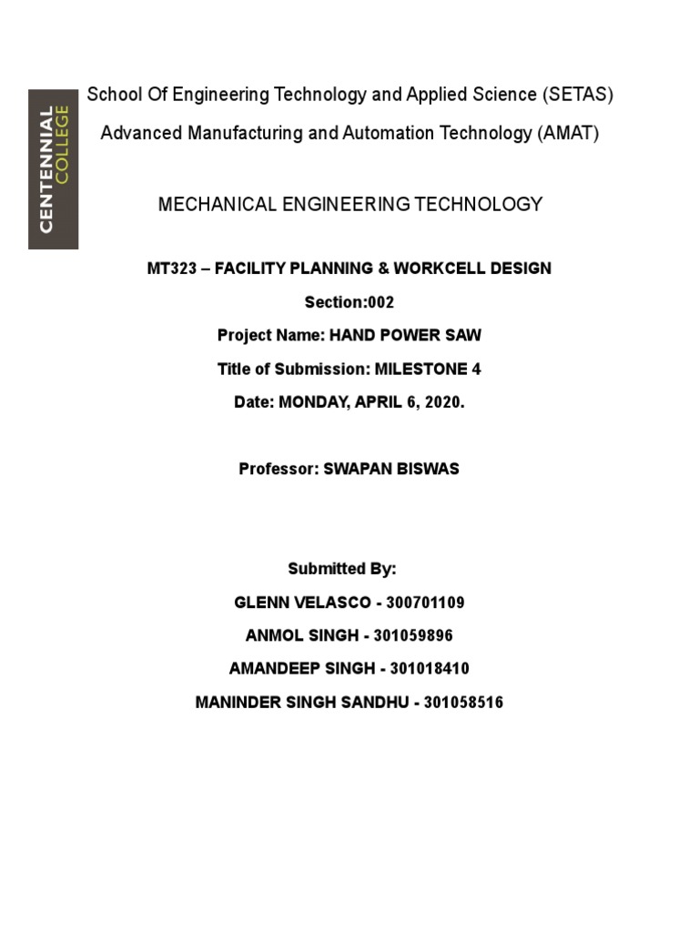 School of Engineering Technology and Applied Science (SETAS) Advanced ...