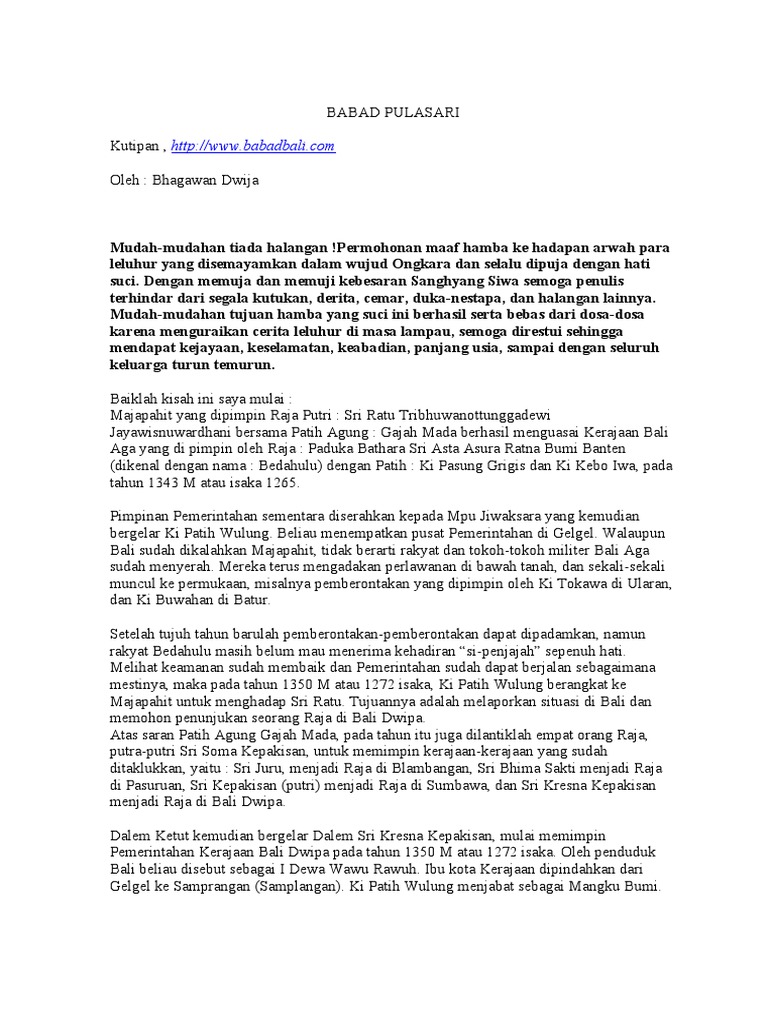Babad Pulasari | PDF | Agama & Spiritualitas