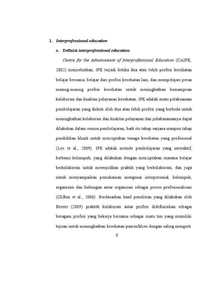 Interprofessional Education A. Definisi Interprofessional Education | PDF