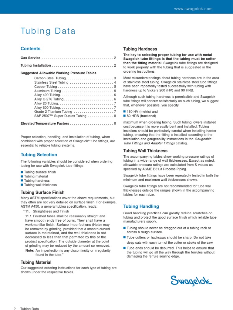 Tubing Data Sheet | PDF | Pipe (Fluid Conveyance) | Stainless Steel