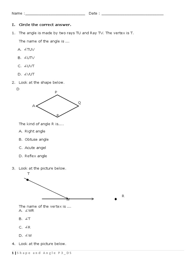 P3 - Shape and Angle (Penabur) | PDF | Angle | Metrology