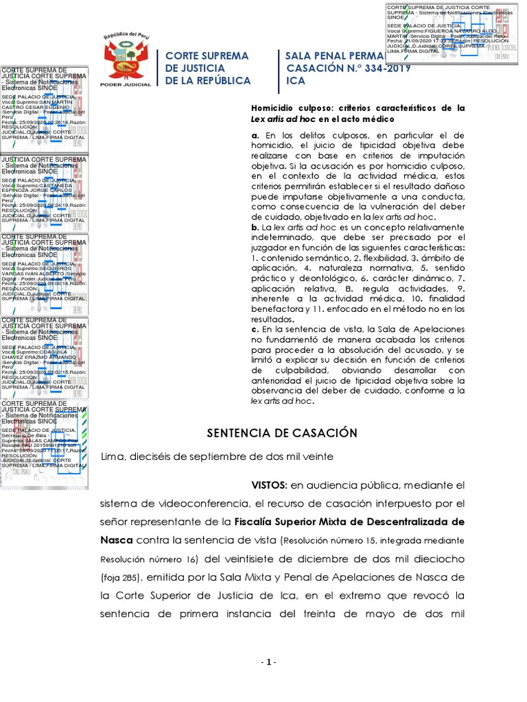 Lex Artis Casacion | PDF | Homicidio | Derecho penal