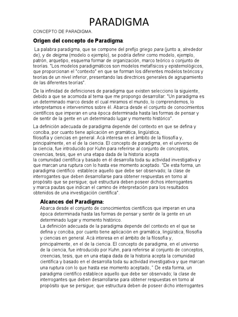 Definición y Alcances del Paradigma | PDF | Paradigma | Sicología