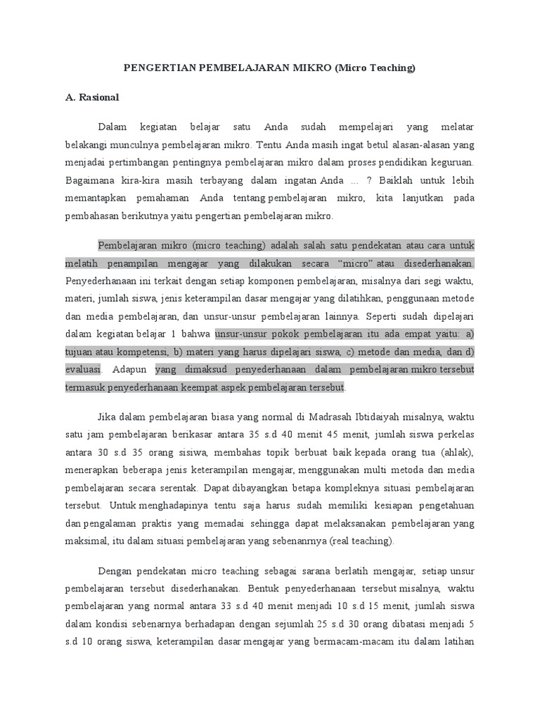 Pengertian Pembelajaran Mikro | PDF