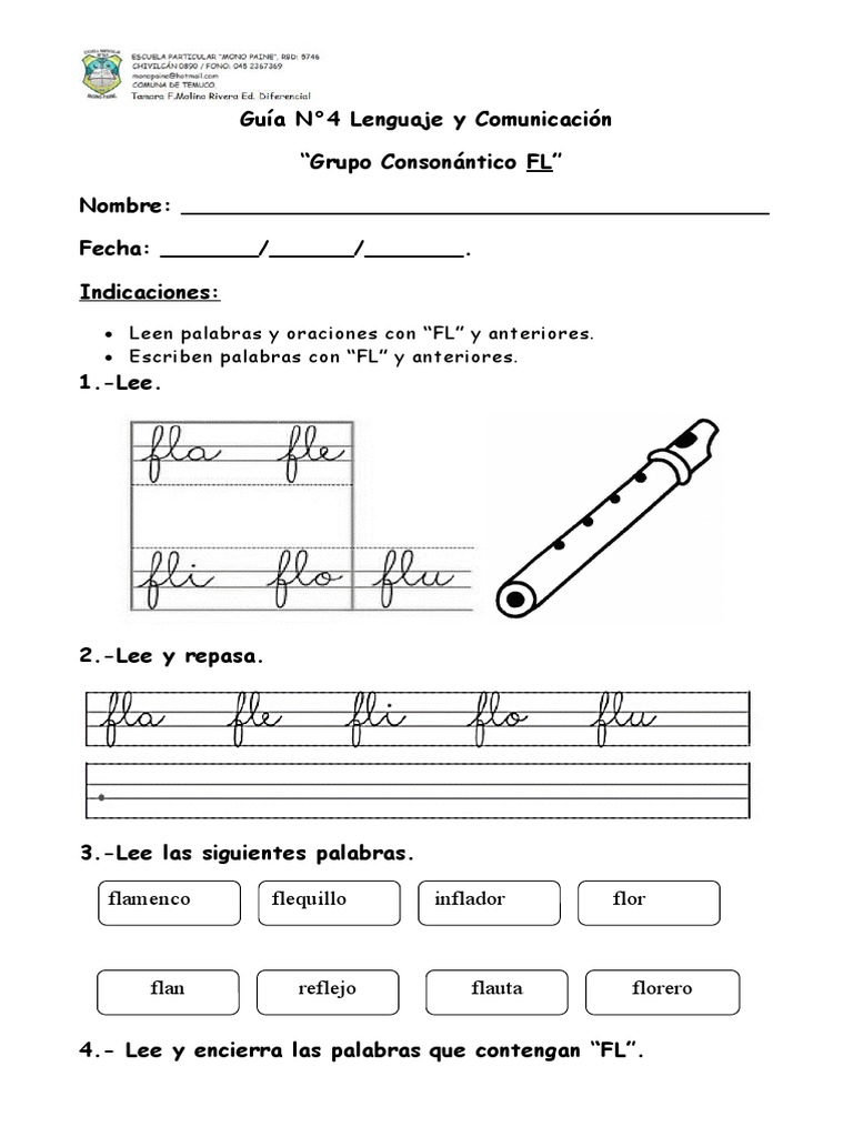 Aprendiendo sobre el grupo consonántico FL a través de la lectura y ...