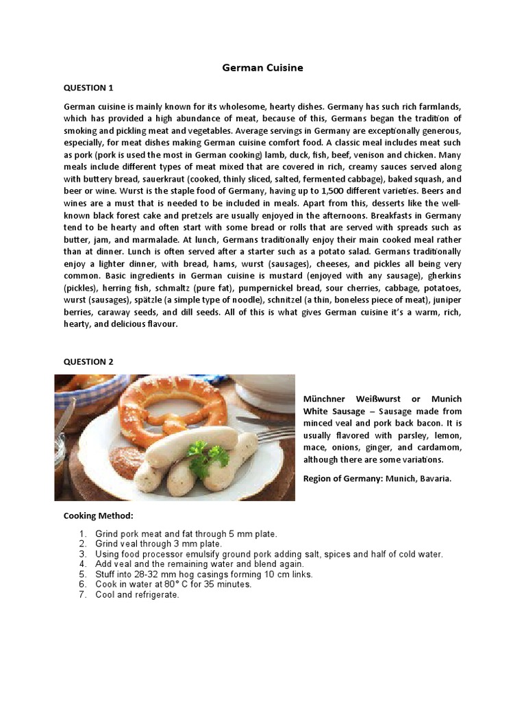 German Cuisine | PDF | Sausage | Pickled Cucumber