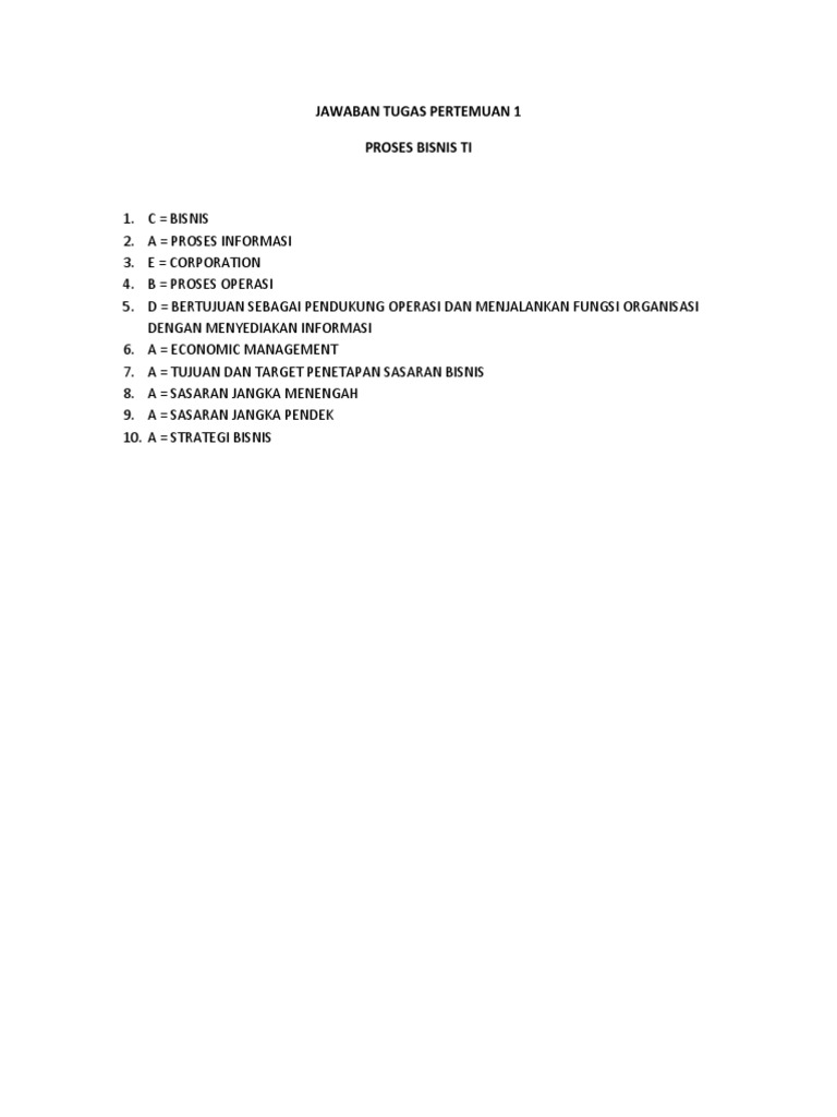 Proses Bisnis TI Pertemuan 1 | PDF