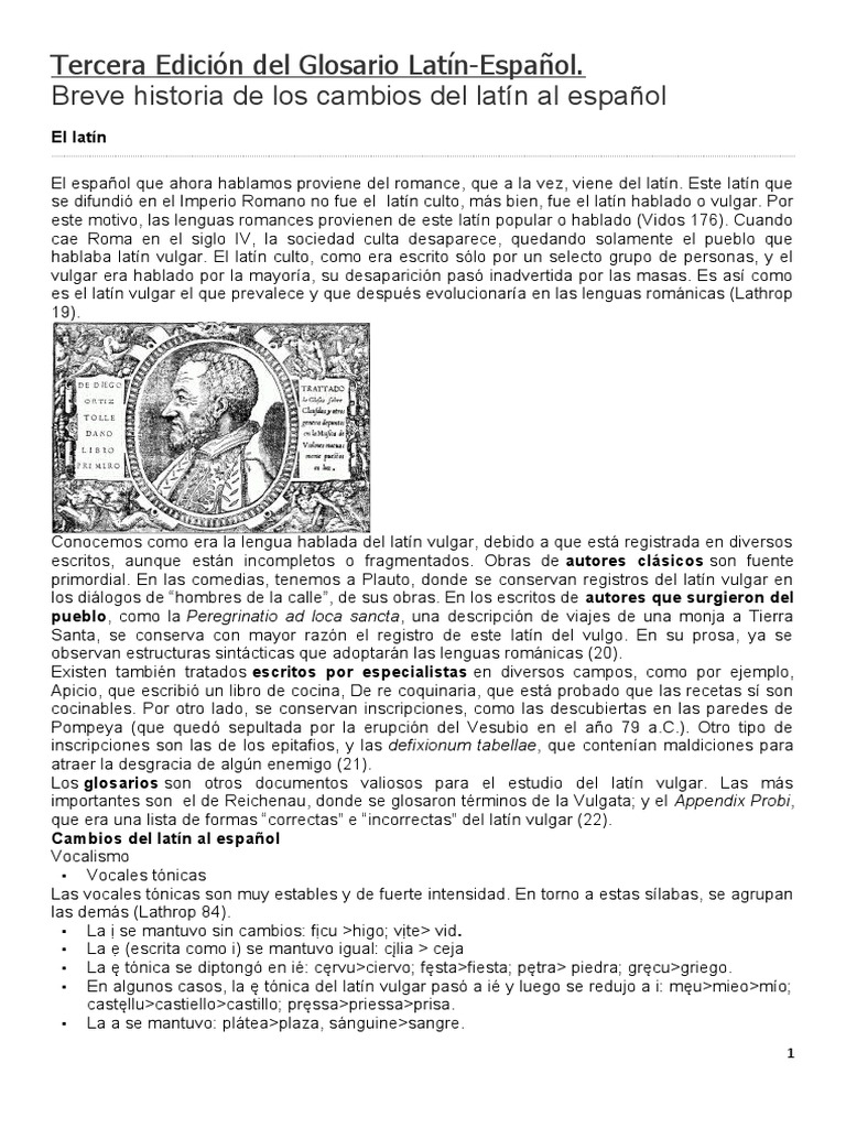 Breve historia de los cambios del latín al español | PDF | latín | Vocal