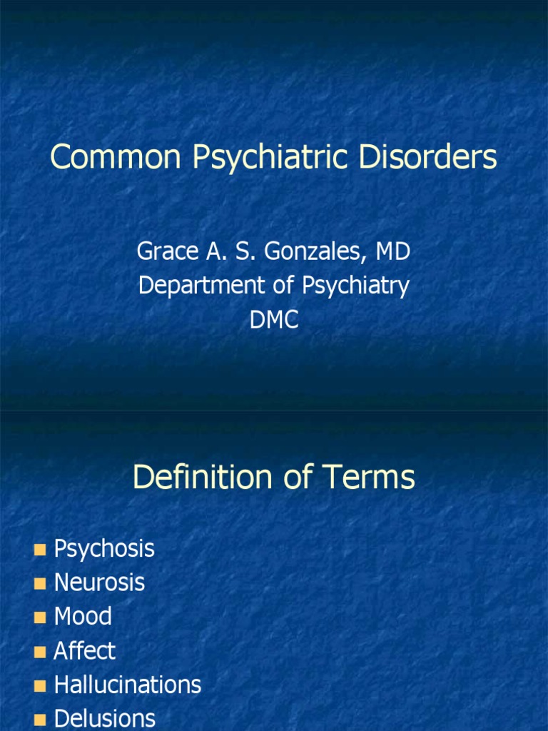 Common Psychiatric Disorders | PDF | Schizophrenia | Psychosis