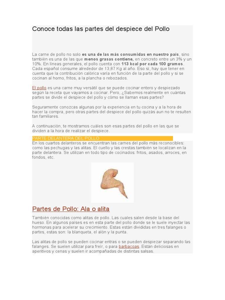 Despiese Ce Pollo Partes Del Pollo | PDF | Menudencias | Carne