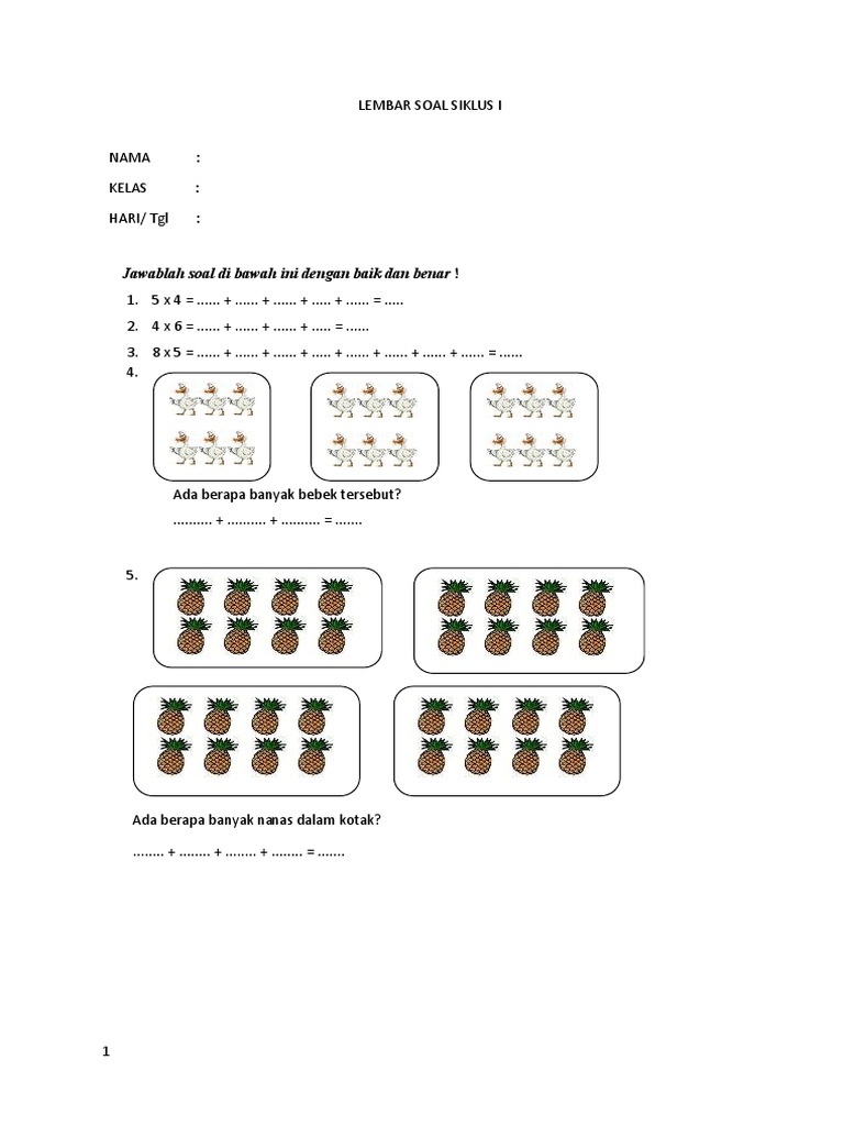 Soal Matematika Perkalian Kelas 2 PTK | PDF