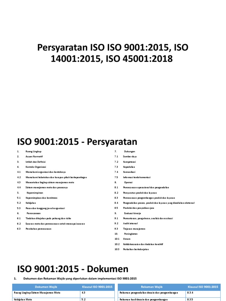 Persyaratan Iso 9001 14001 45001 Pdf