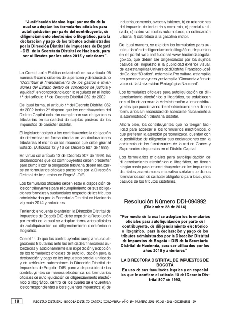 Formulario de Reteica e Ica | PDF | Bogotá | Impuestos