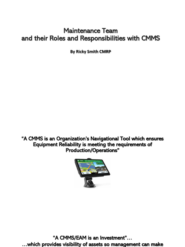 CMMS Roles and Responsabilities | PDF | Business