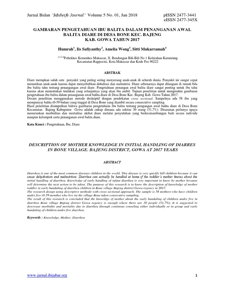 Gambaran Pengetahuan Ibu Balita Dalam Penanganan Diare | PDF | Pengembangan Diri | Kesehatan ...