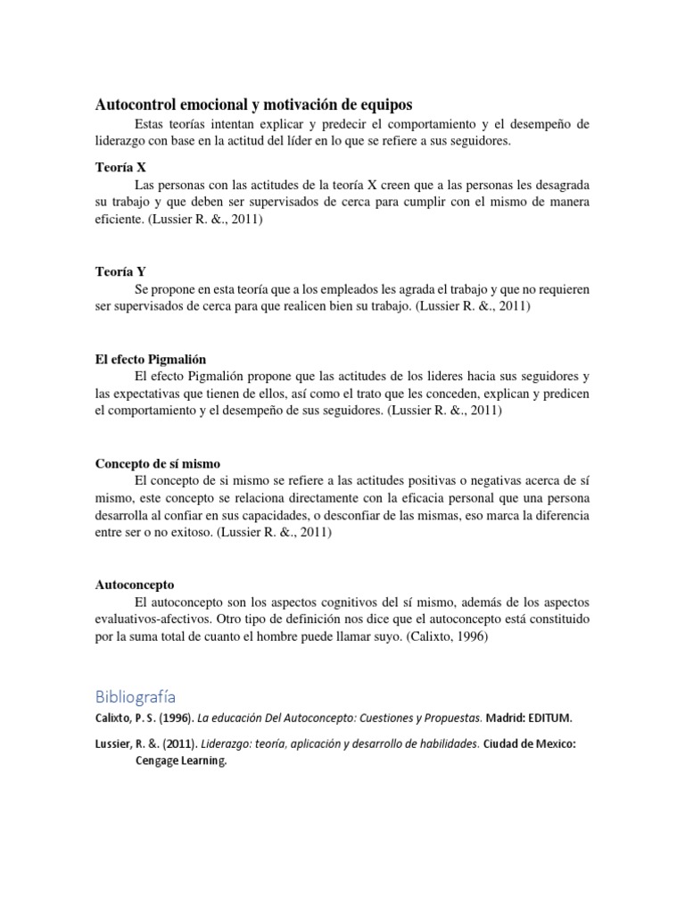 Autocontrol emocional y motivación de equipos | PDF