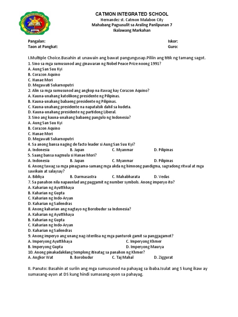 Ap Mahabang Pagsusulit 2ND Q | PDF