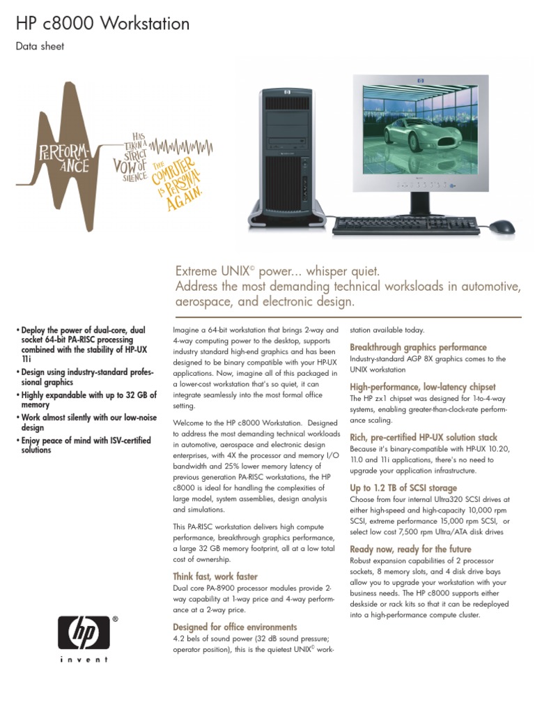 HP C8000 Workstation (AB629A) c8000 - Datasheet | PDF | Computer Architecture | Manufactured Goods