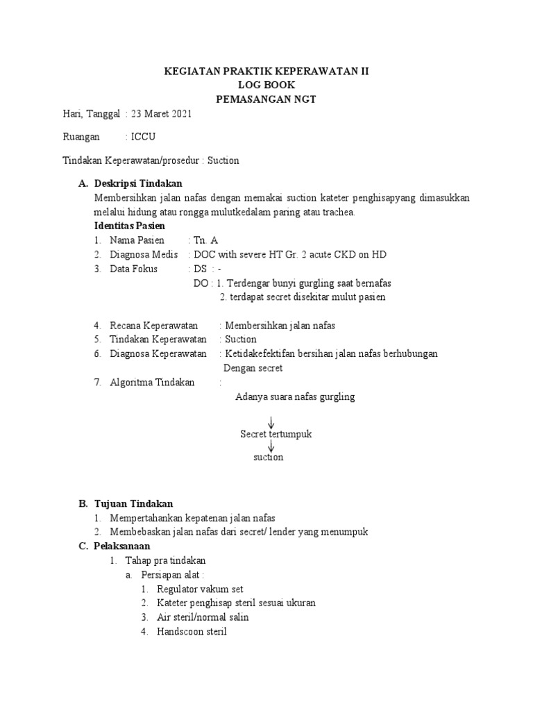 Suction Log Book | PDF