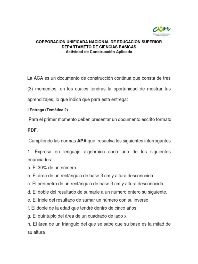 ACA 2 - Lógica y Pensamiento Matemático | PDF