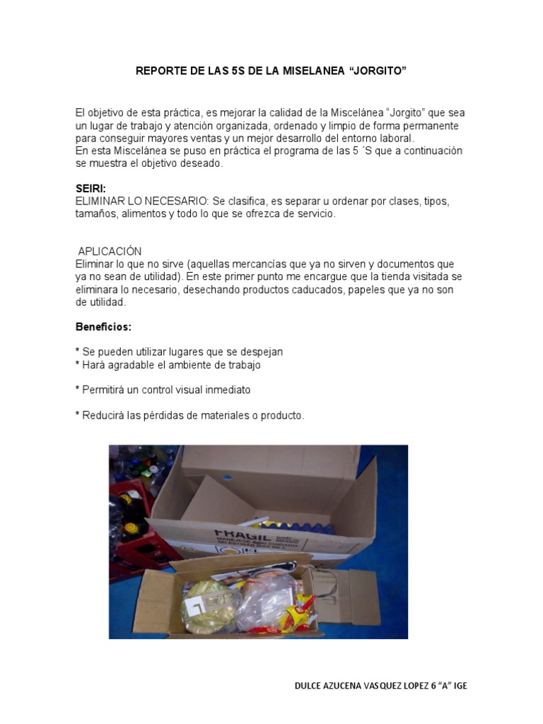 Reporte de Las 5S de La Miselanea | PDF | Business | Science